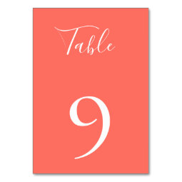 Tropical Coral Color Table Number Card | Zazzle