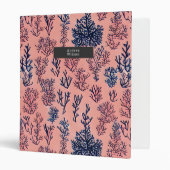 Tropical Coral Preppy Blue Pattern 3 Ring Binder | Zazzle