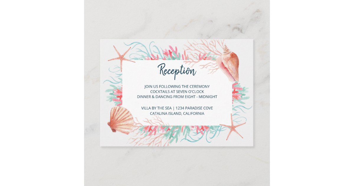 Tropical Coral Reef | Beach Wedding Reception Enclosure Card | Zazzle.com