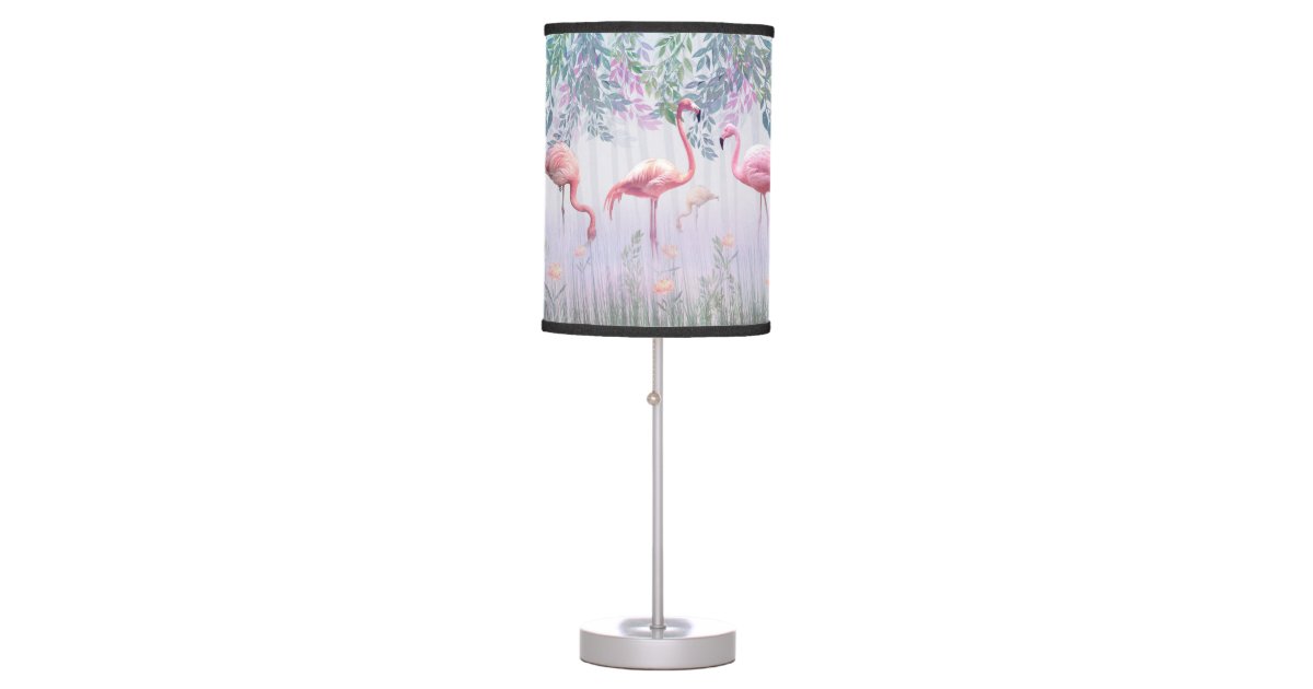 Tropical Cute Family Pink Flamingos Table Lamp | Zazzle