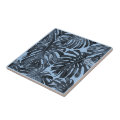 Tropical Dark Gray Blue Jungle Leaves Ceramic Tile | Zazzle