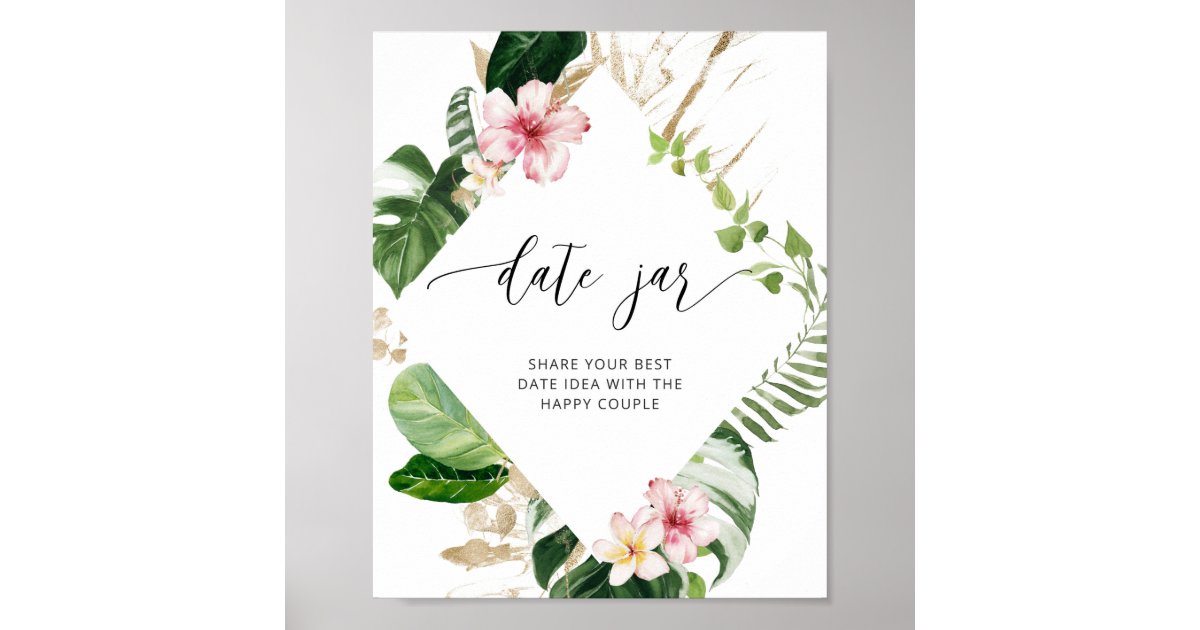 Tropical date night ideas. Date jar bridal shower Poster | Zazzle