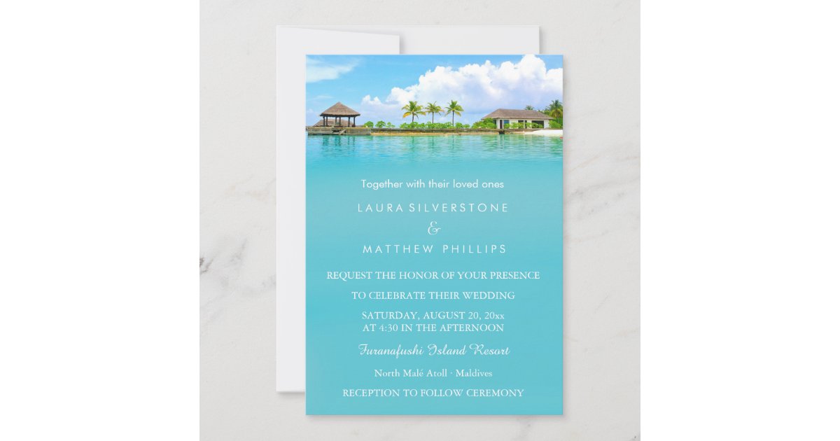 Tropical Destination Resort Beach Wedding Invitation | Zazzle