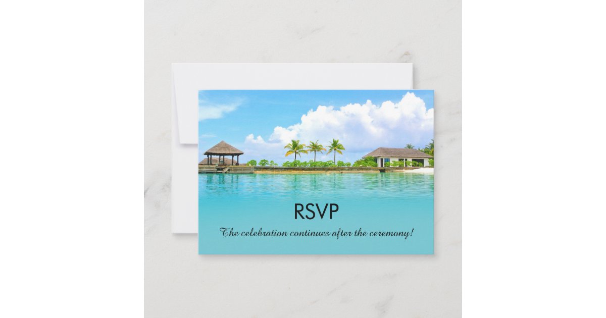 Tropical Destination Resort Beach Wedding RSVP Invitation | Zazzle
