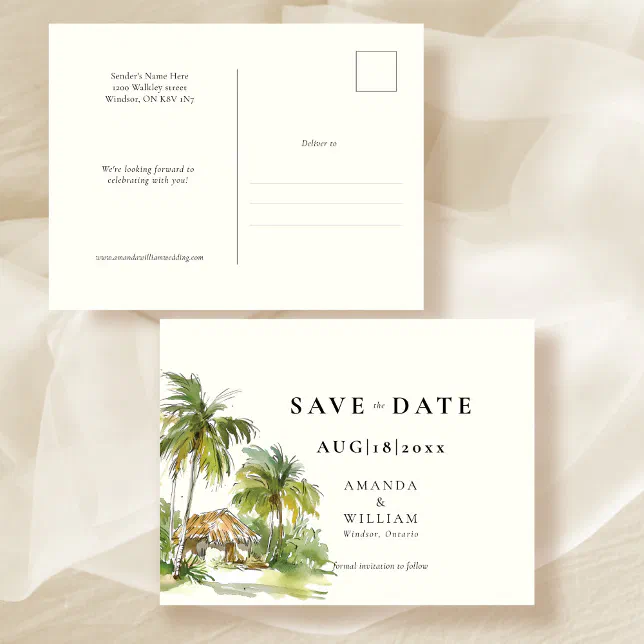 Tropical Destination Save the Date Post Card | Zazzle