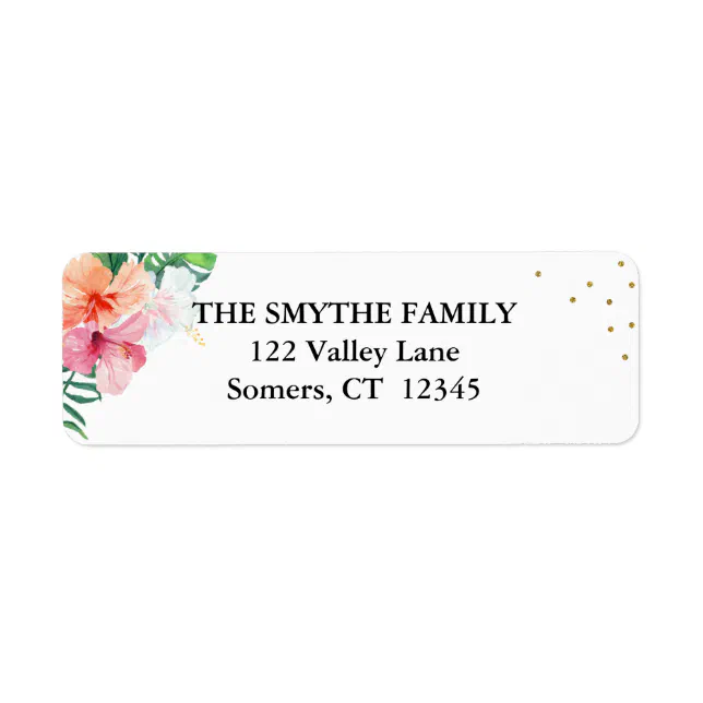 Tropical Dreams Hibiscus Flowers Address Label | Zazzle