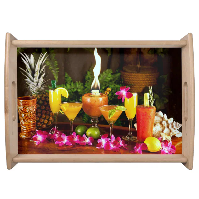 Tropical Drinks Serving Tray | Zazzle