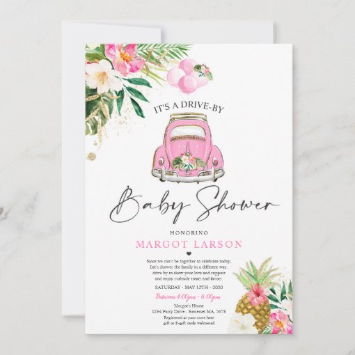 Tropical Drive By Baby Shower Pineapple Drive Thru Invitation | Zazzle