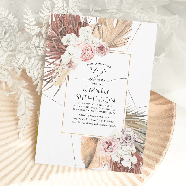 Tropical Earthy Jungle Foliage Boho Baby Shower Invitation | Zazzle