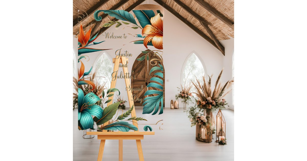Tropical Elegance Wedding Welcome Sign | Zazzle