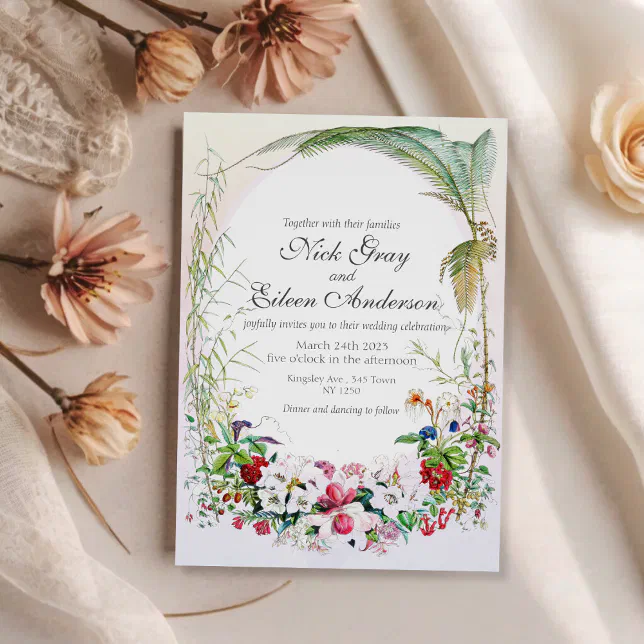 Tropical Enchanted Garden Wedding Invitation | Zazzle