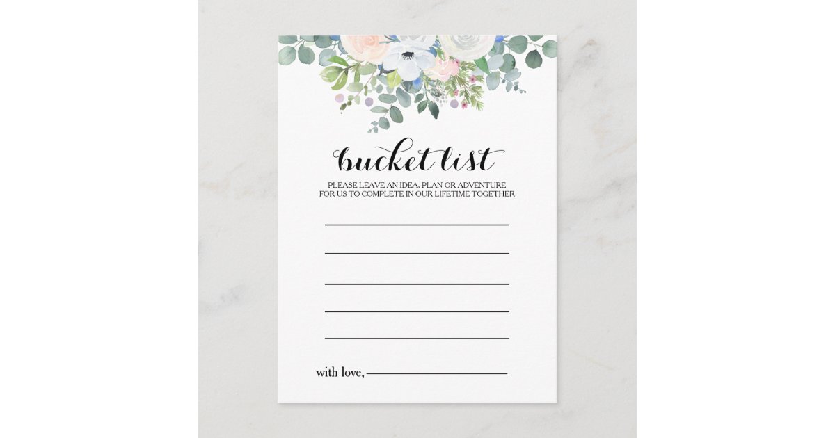 Tropical Eucalyptus Greenery Bucket List Cards | Zazzle
