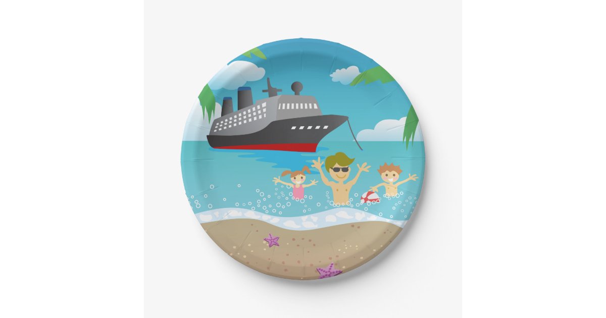 Tropical Family Beach Cruise Fun Paper Plates | Zazzle