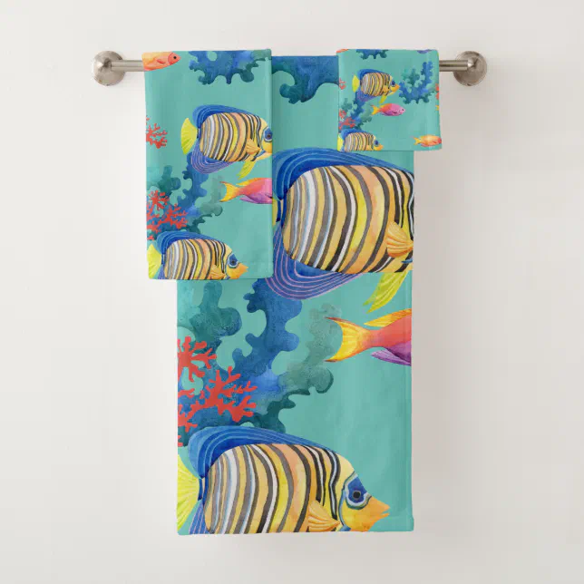 Tropical Fish & Coral Bath Towel Set | Zazzle