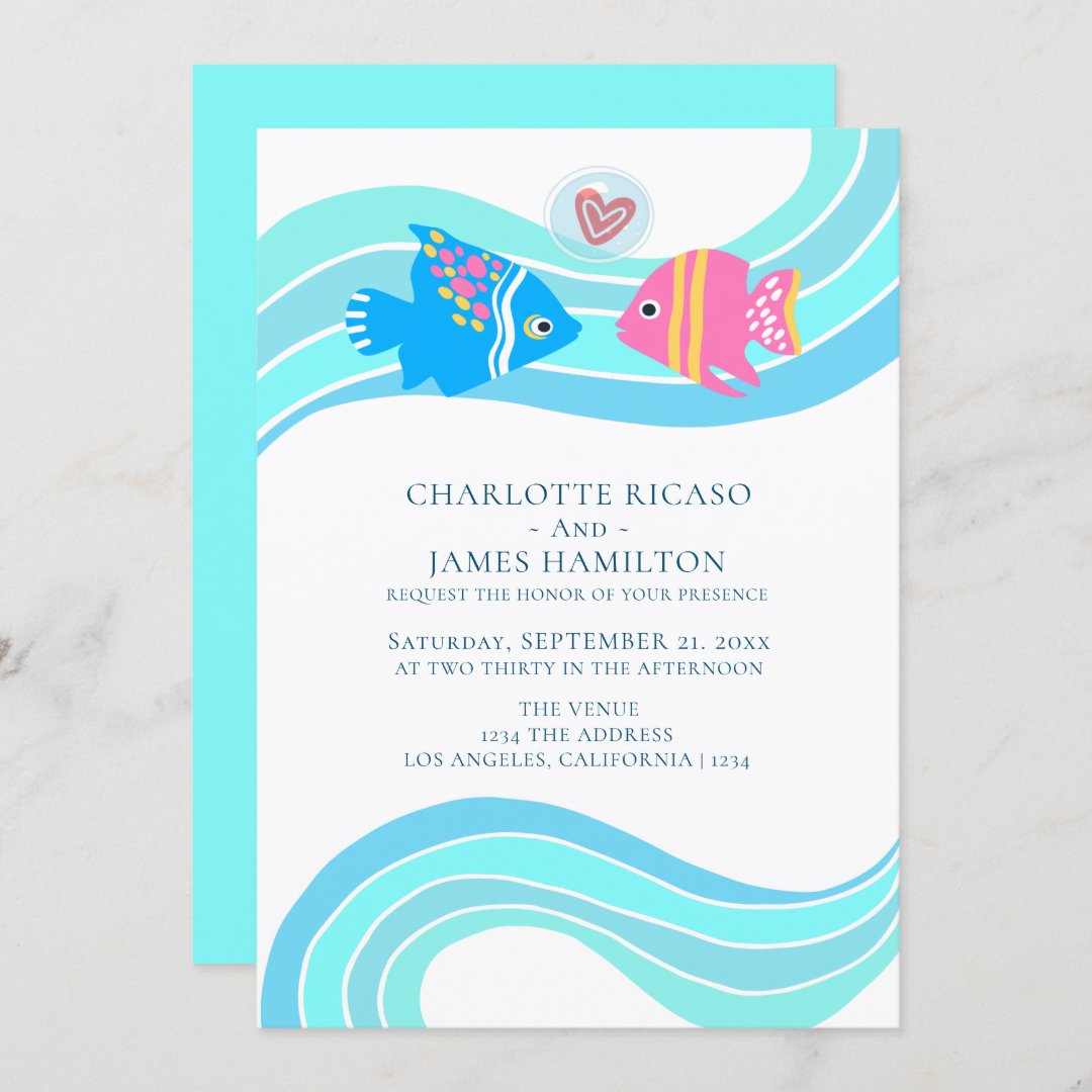 Tropical Fish Couple Wedding Invitation | Zazzle