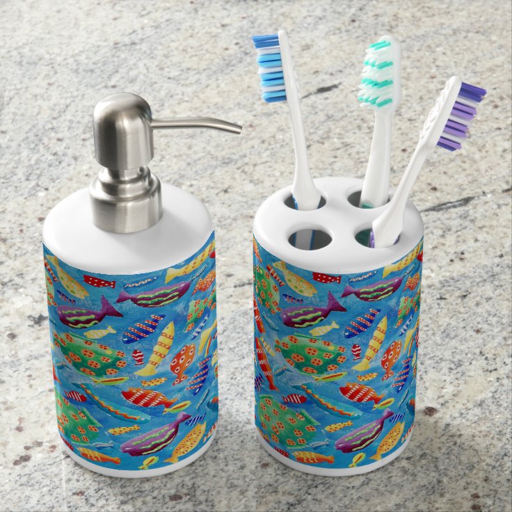 Tropical Fish Soap Dispenser & Toothbrush Holder | Zazzle