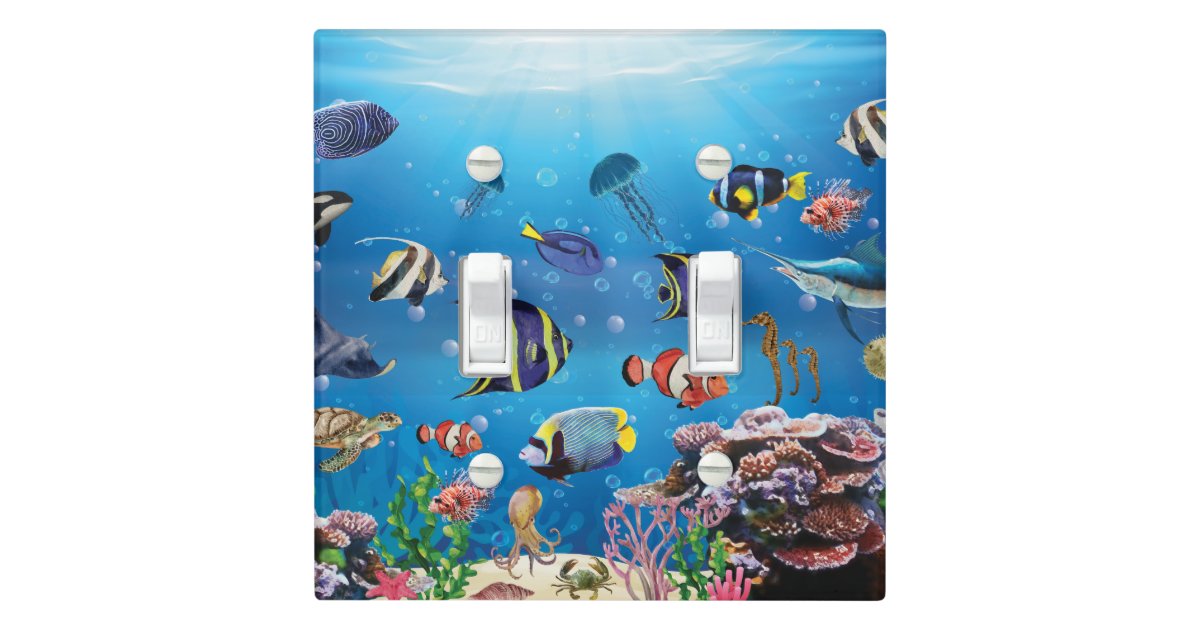 Tropical Fish swimming Seabed Light Switch Cover | Zazzle