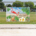 Tropical Flamingo Birds in Paradise Welcome Design Banner | Zazzle