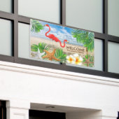Tropical Flamingo Birds in Paradise Welcome Design Banner | Zazzle