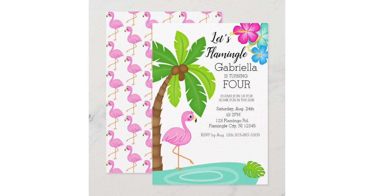 Tropical Flamingo Birthday Invitation | Zazzle