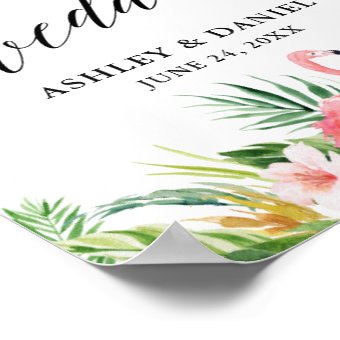 Tropical Flamingo Calligraphy Wedding Welcome Poster | Zazzle