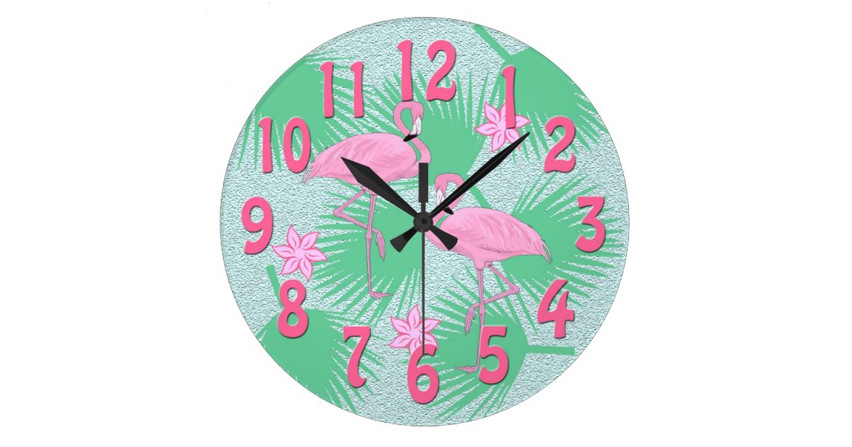 tropical flamingo clock | Zazzle