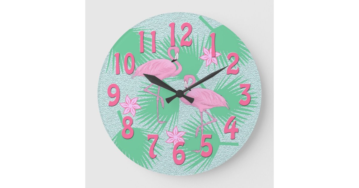 tropical flamingo clock | Zazzle