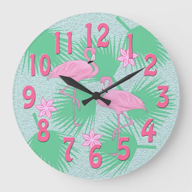 tropical flamingo clock | Zazzle