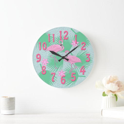 tropical flamingo clock | Zazzle