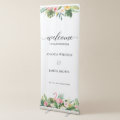 Tropical Flamingo & Leaves Script Wedding Welcome Retractable Banner ...