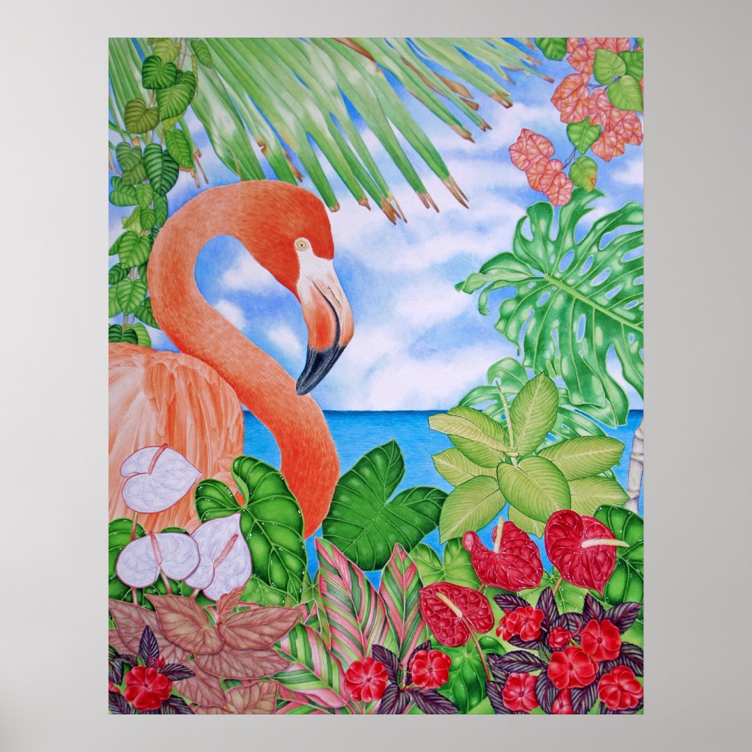 Tropical Flamingo Poster | Zazzle