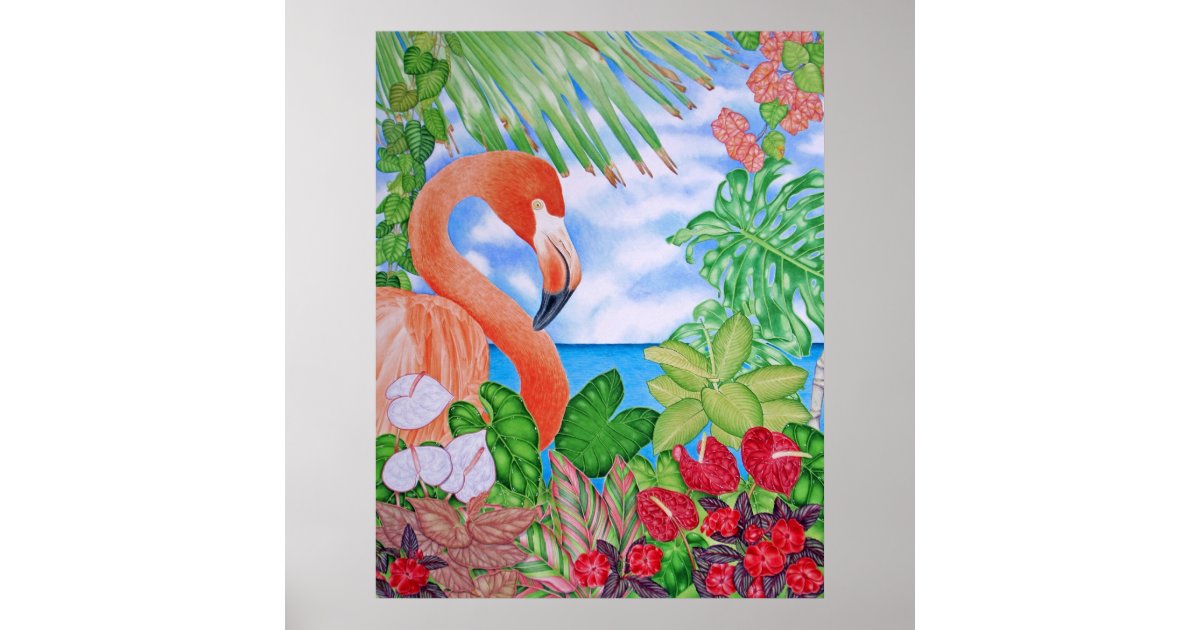Tropical Flamingo Poster | Zazzle