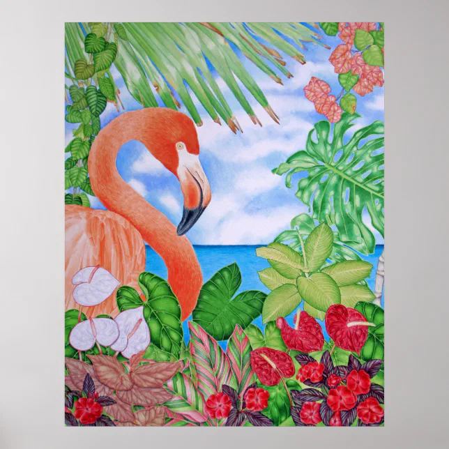 Tropical Flamingo Poster | Zazzle