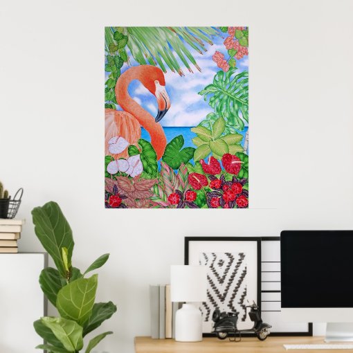 Tropical Flamingo Poster | Zazzle