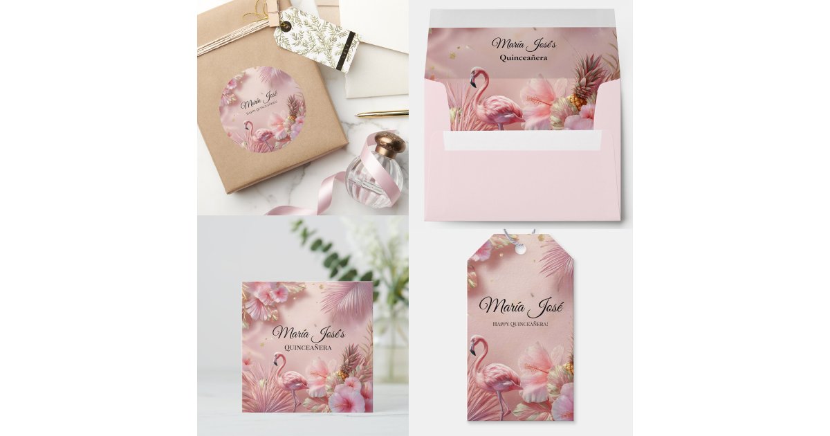 Tropical Flamingo Quinceañera, custom Tissue Paper | Zazzle