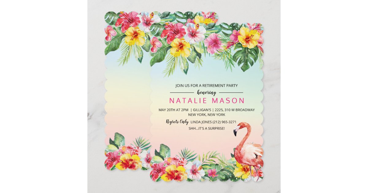 Tropical Flamingo Retirement Party Invitation | Zazzle
