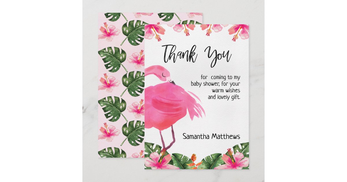 Tropical Flamingo Thank You Card | Zazzle