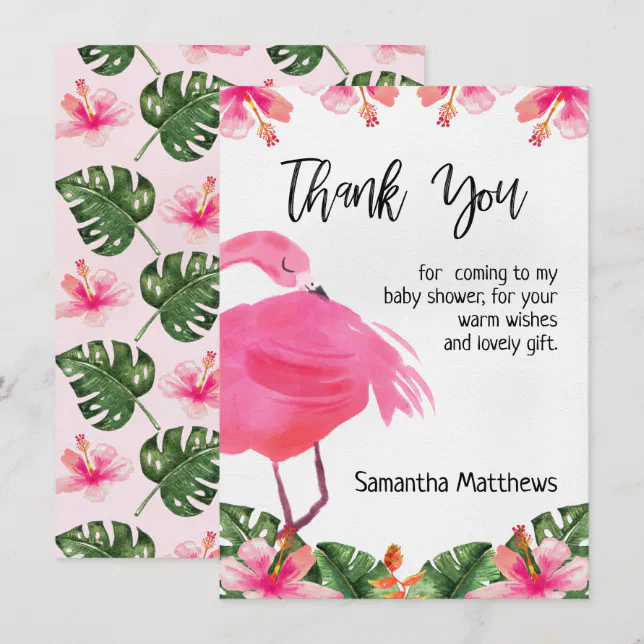Tropical Flamingo Thank You Card | Zazzle