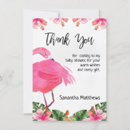 Tropical Flamingo Thank You Card | Zazzle
