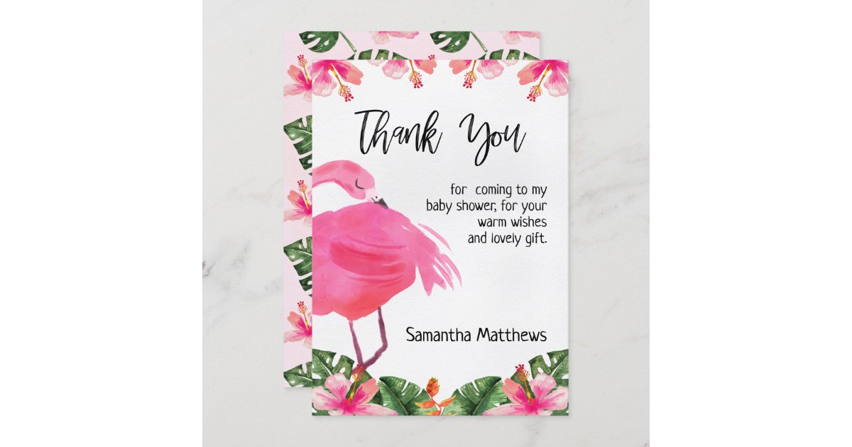 Tropical Flamingo Thank You Card | Zazzle