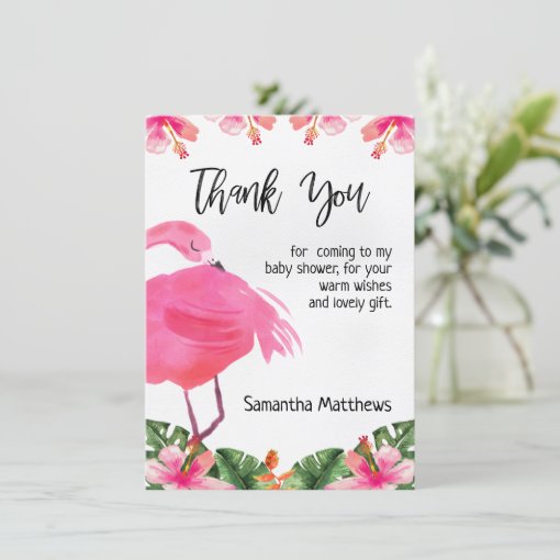 Tropical Flamingo Thank You Card | Zazzle