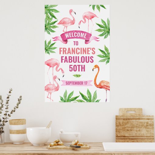 Tropical Flamingo Welcome sign, Tropical poster | Zazzle