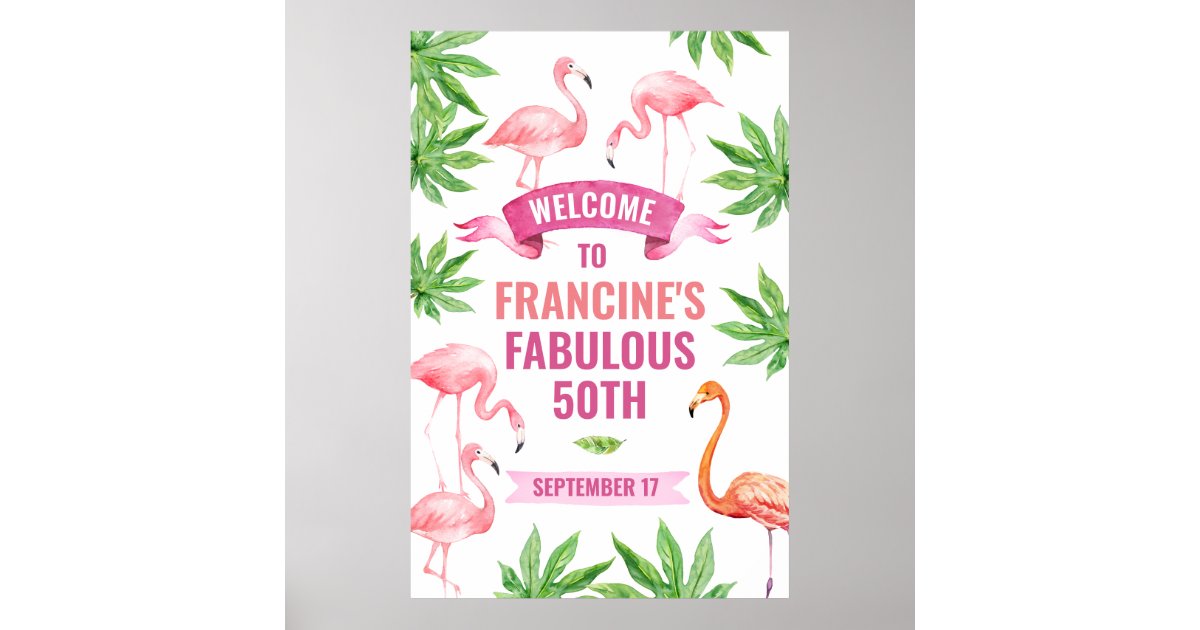 Tropical Flamingo Welcome sign, Tropical poster | Zazzle