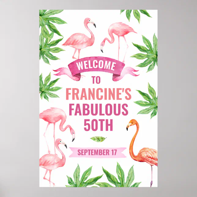 Tropical Flamingo Welcome sign, Tropical poster | Zazzle
