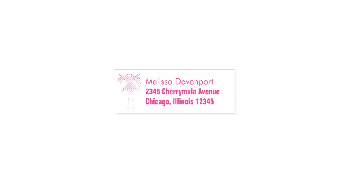 Tropical Flamingo with Palm trees Self-inking Stamp | Zazzle