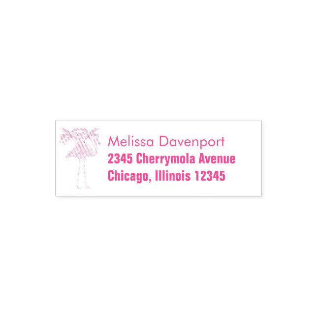 Tropical Flamingo with Palm trees Self-inking Stamp | Zazzle