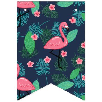 Tropical Flamingos - Pink & Blue - Baby Shower Bunting Flags | Zazzle
