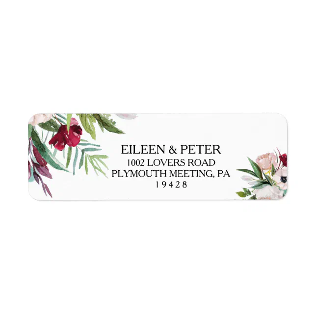 Tropical Floral and Greenery Return Address Label | Zazzle