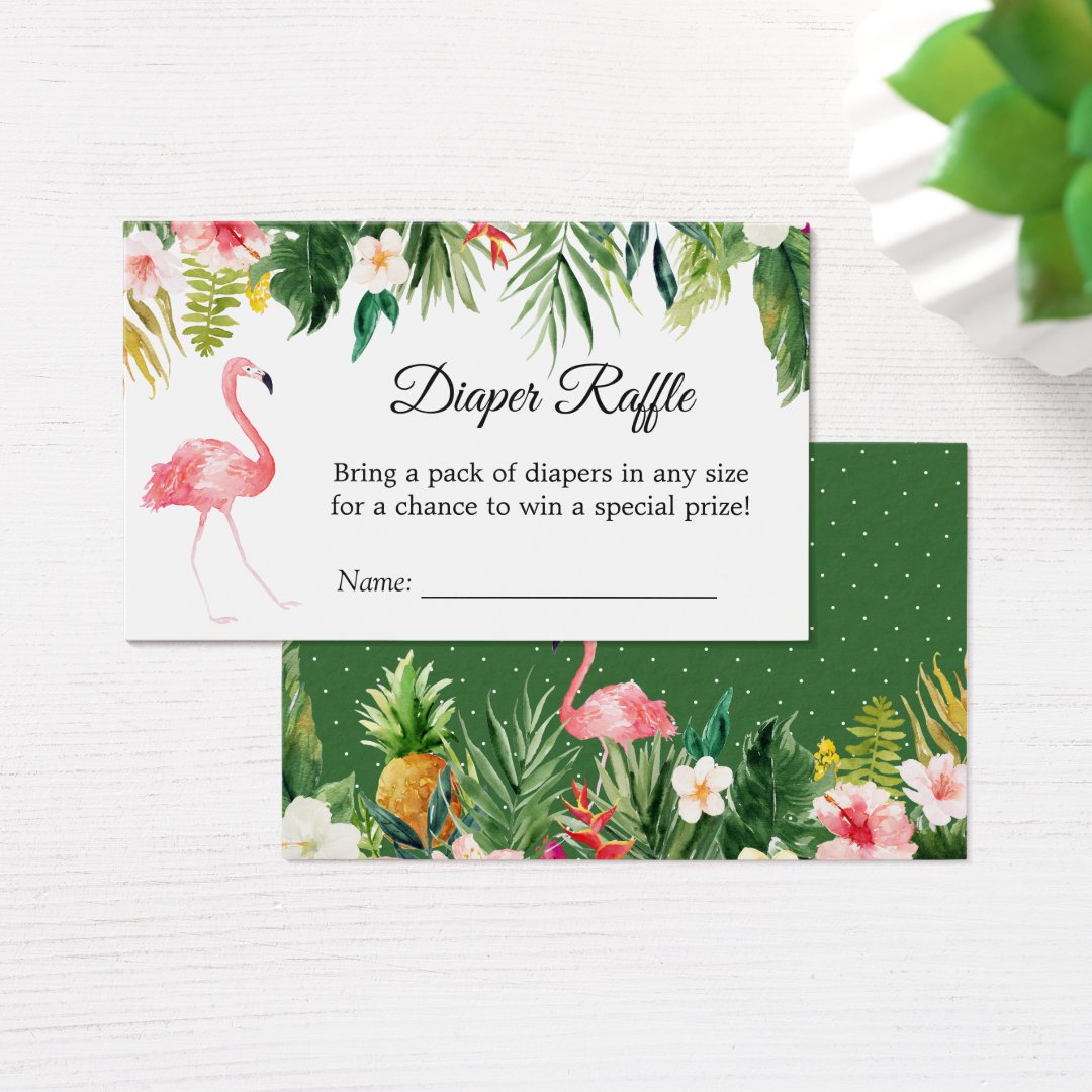 Tropical Floral Baby Shower Diaper Raffle Card | Zazzle