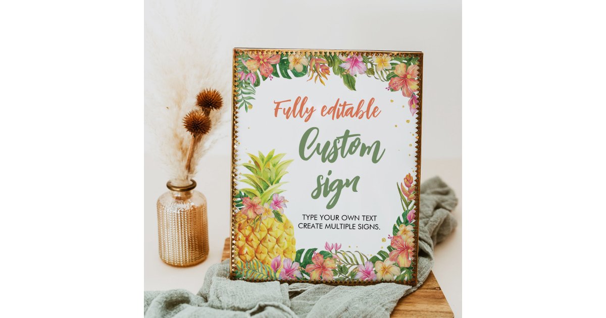 Tropical Floral Birthday Party Table Sign | Zazzle